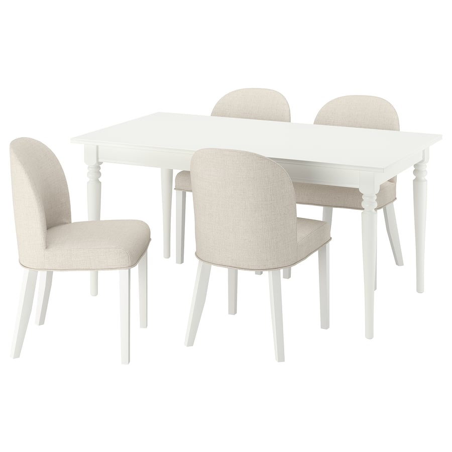 ROSENTORP / ROSENTORP table and 4 chairs, white/Kilanda light beige ...