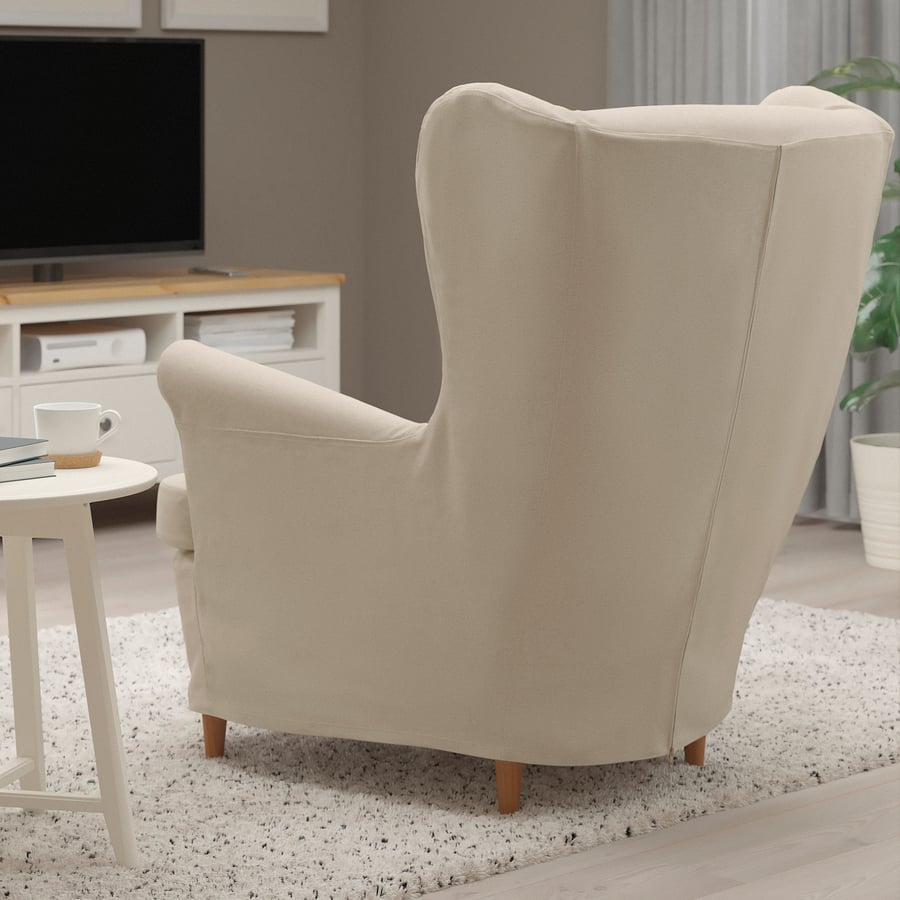 Strandmon Slipcover For Wing Chair Risane Natural Ikea