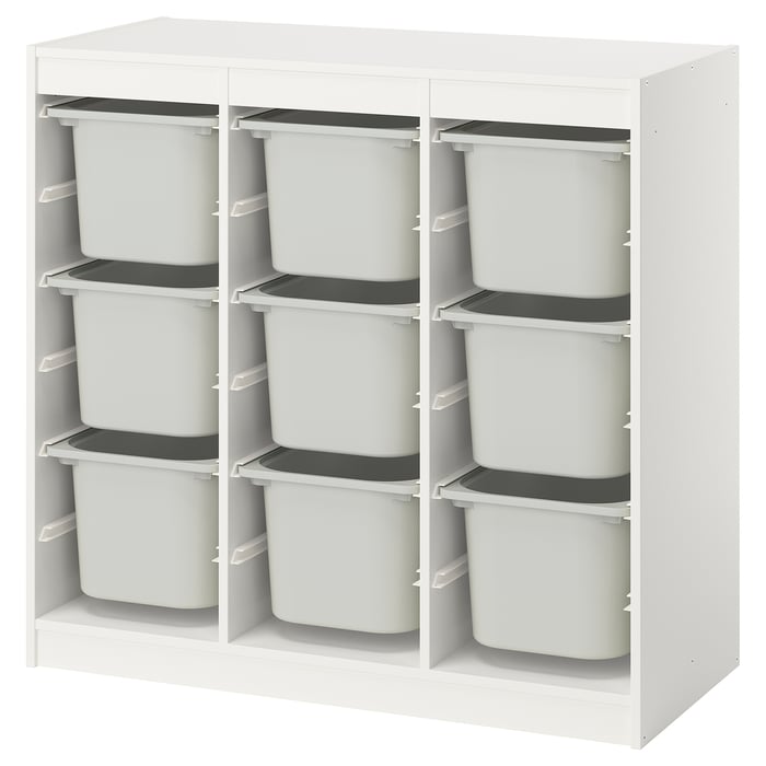 TROFAST storage combination with boxes, room divider/white grey ...
