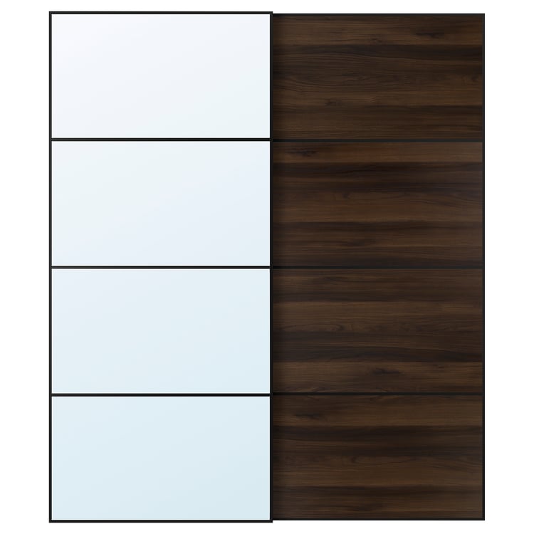 AULI / MEHAMN jeu 2 ptes coul, noir miroir/double face motif chêne brun ...