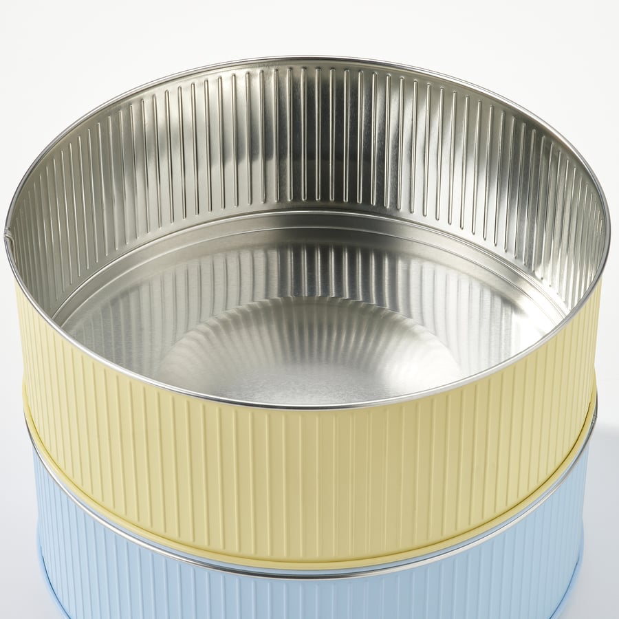 BETTHAJ boîte métallique à couvercle, pour gâteaux/jaune pâle bleu pâle ...