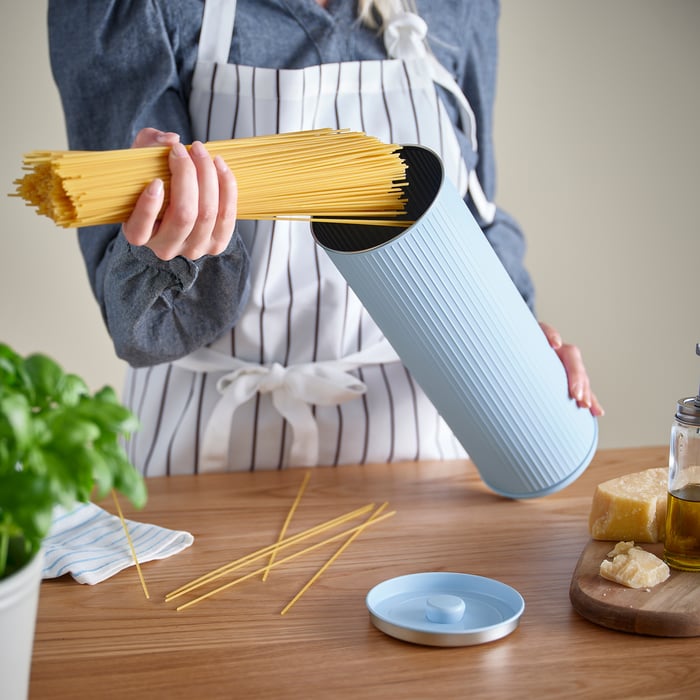 BETTHAJ boîte métallique à couvercle, pour spaghetti/bleu pâle, 2.6 l ...