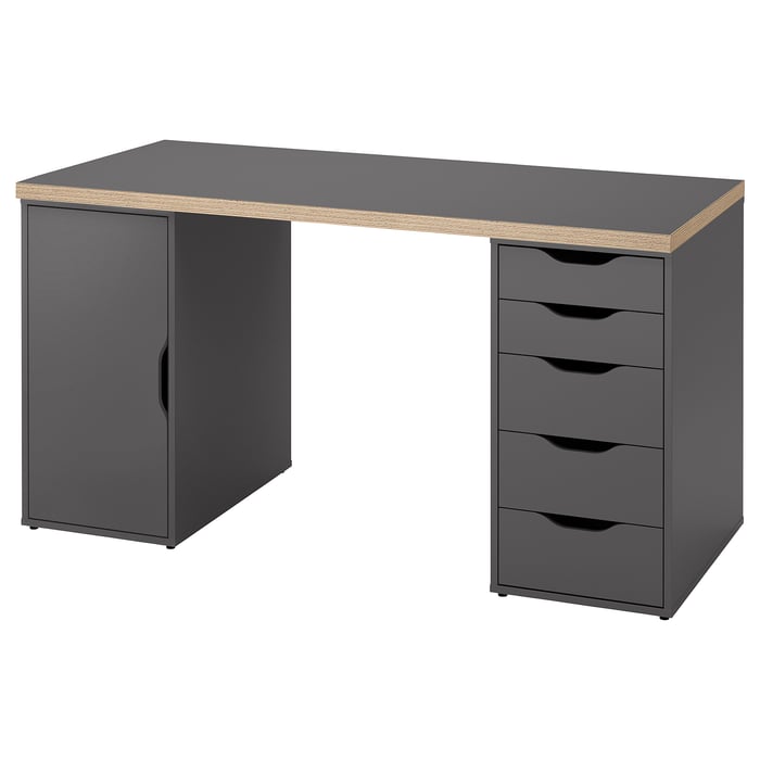 LAGKAPTEN / ALEX bureau, gris/effet bois, 140x60 cm - IKEA