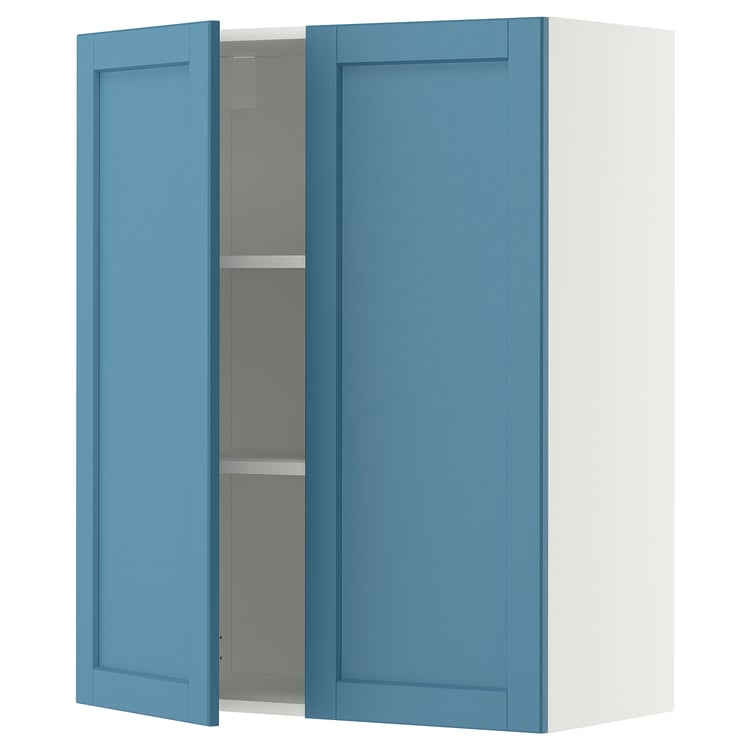 METOD élément mural tablettes/2portes, blanc/Lerhyttan bleu, 80x100 cm ...