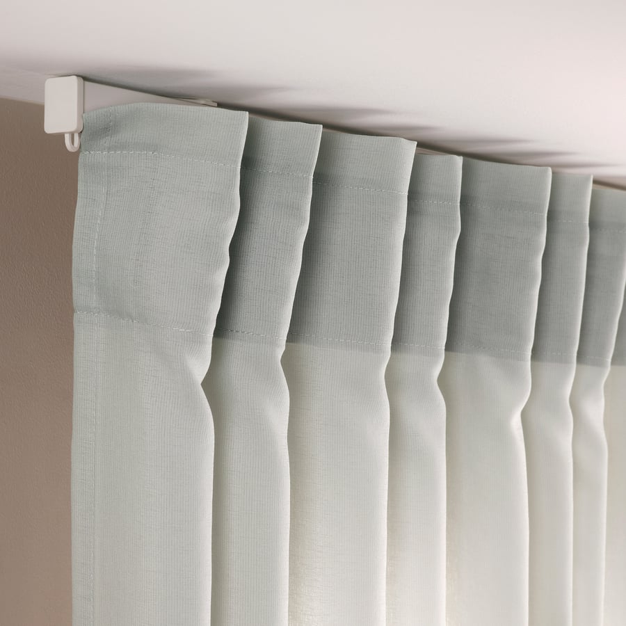 ROSENROBINIA voilage, 2 pièces, gris clair/ruflette, 145x300 cm - IKEA