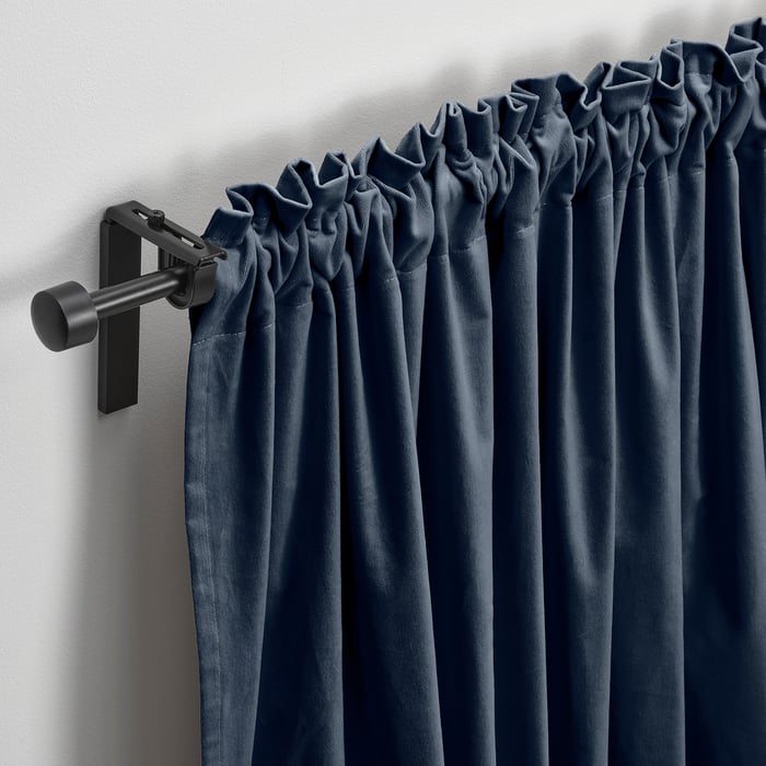 SANELA rideaux, 2 pièces, bleu foncé/ruflette, 140x300 cm - IKEA