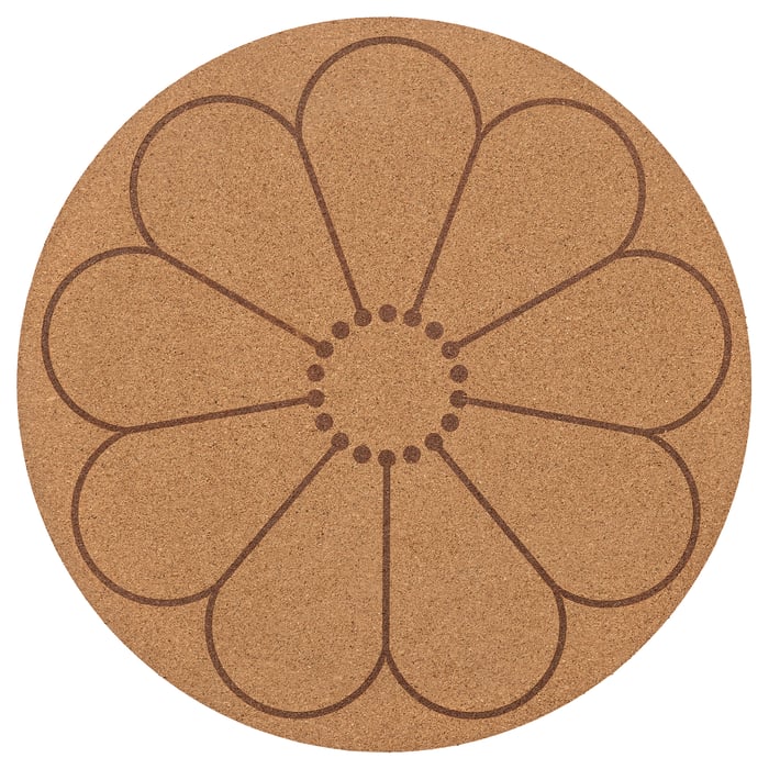 SVARTVIDE set de table, liège/à motifs fleur, 35 cm - IKEA