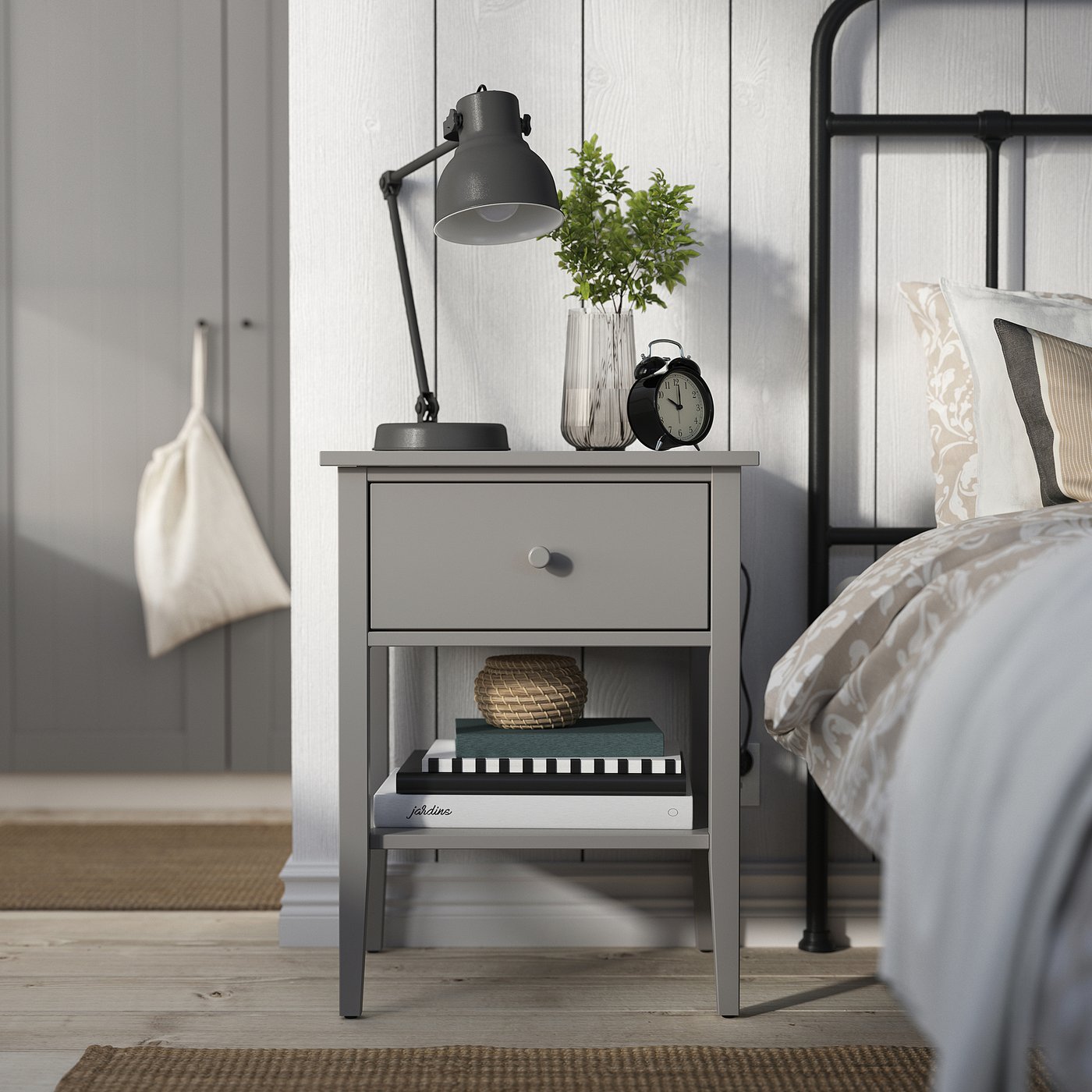 GULLABERG bedside table grey with 1 drawer with shelf 53x43x69 cm IKEA