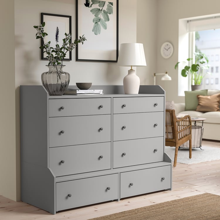 HAUGA chest of 8 drawers, grey, 138x104 cm - IKEA