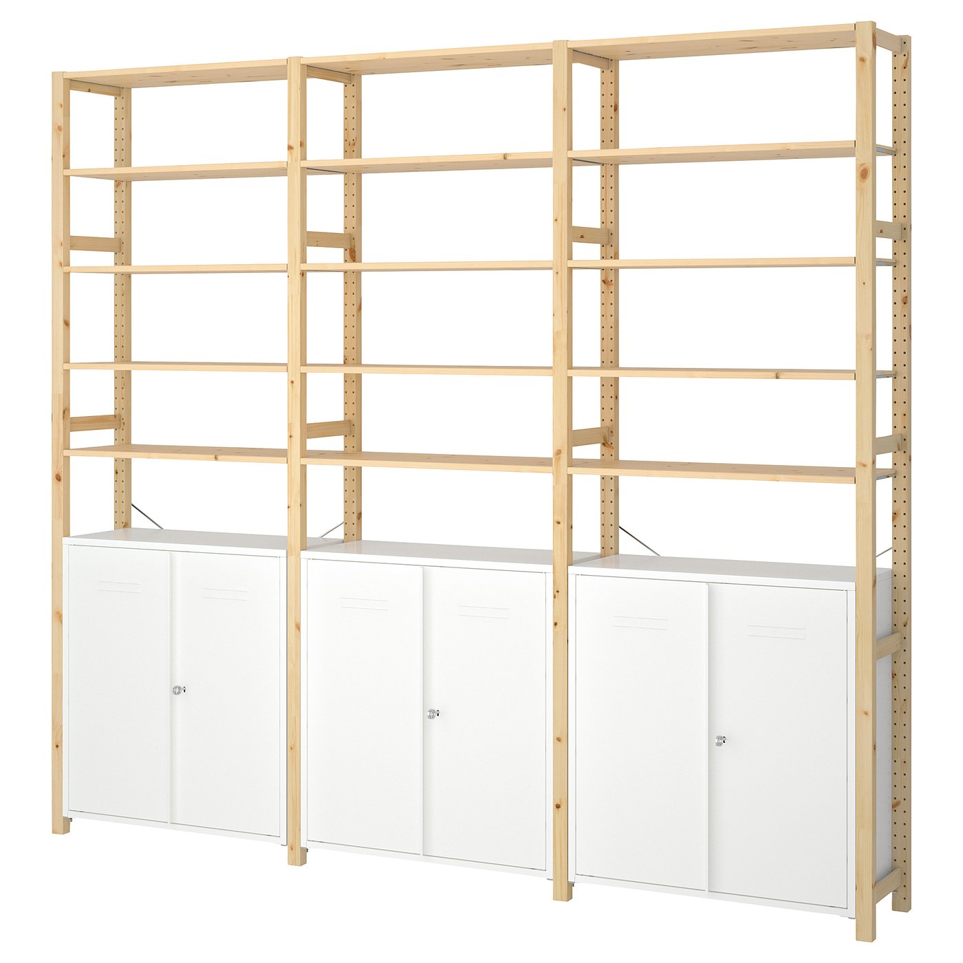 IVAR 3 sections/cabinet/shelves, pine/white, 259x30x226 cm - IKEA