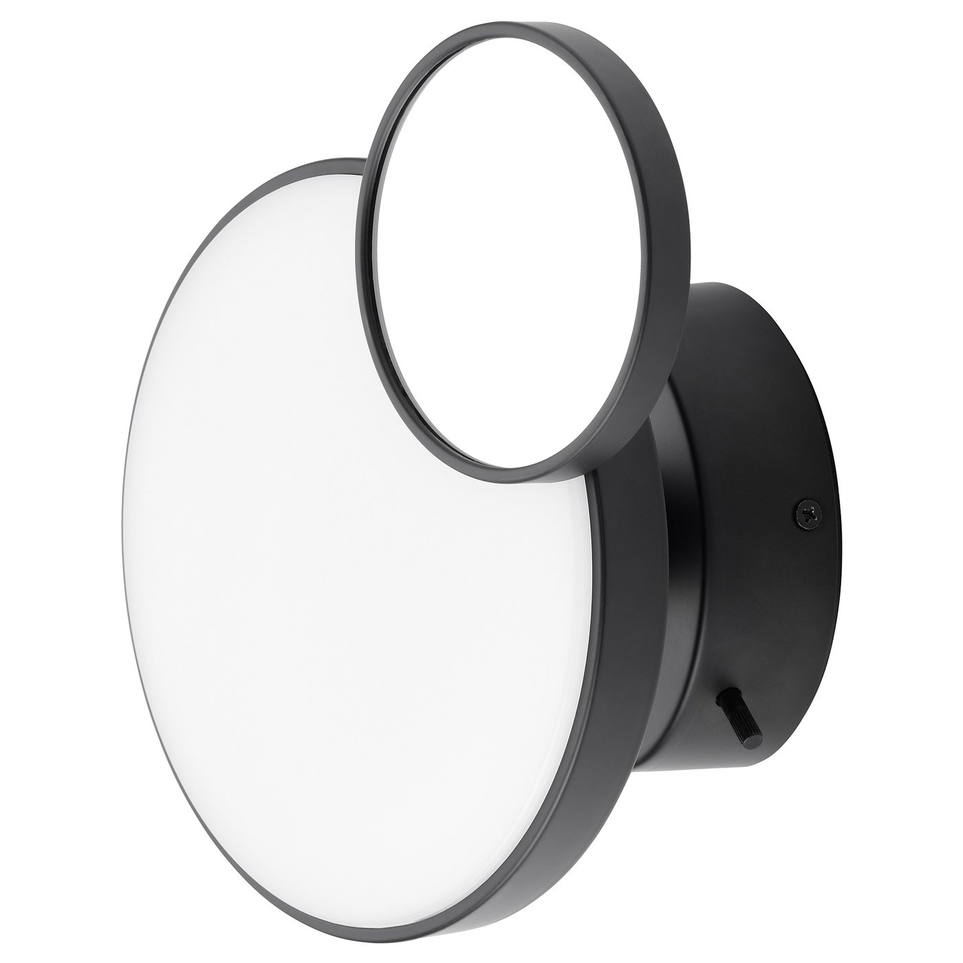 KABOMBA LED wall lamp with mirror, dimmable matt/black, 20 cm - IKEA