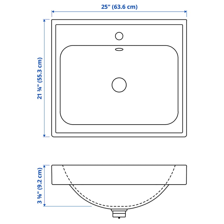 ORRSJÖN deep wash-basin, white, 64x55 cm - IKEA