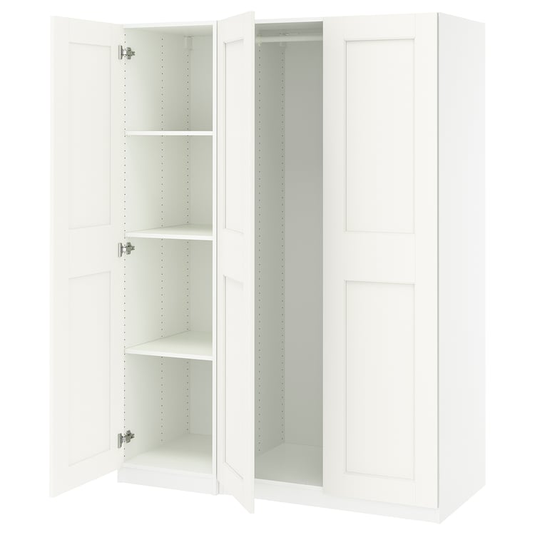 PAX / GRIMO wardrobe combination, white/white, 150x60x201 cm - IKEA