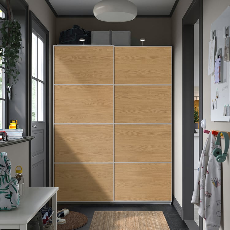 PAX / MEHAMN wardrobe with sliding doors, white aluminium/double sided ...