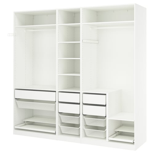 PAX wardrobe combination, white, 250x58x236 cm - IKEA