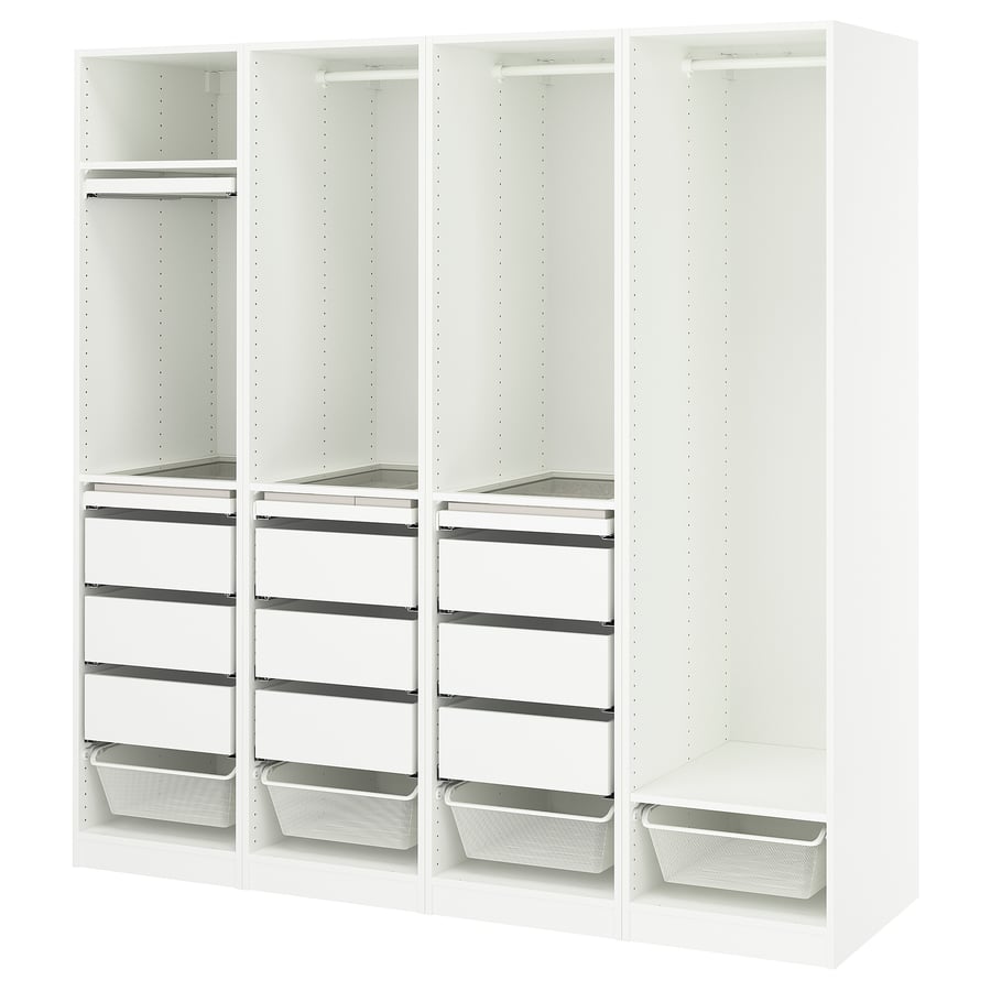 PAX wardrobe combination, white, 200x58x201 cm - IKEA