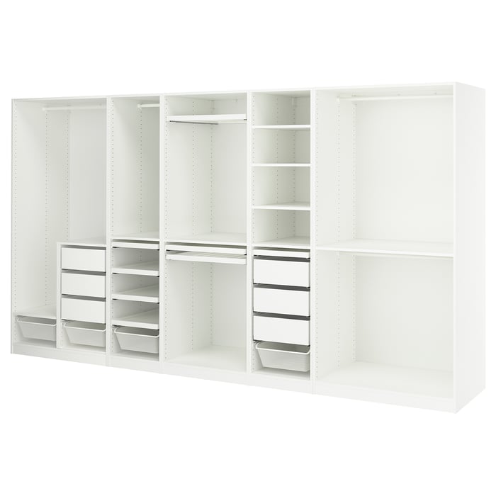 PAX wardrobe combination, white, 375x58x201 cm - IKEA
