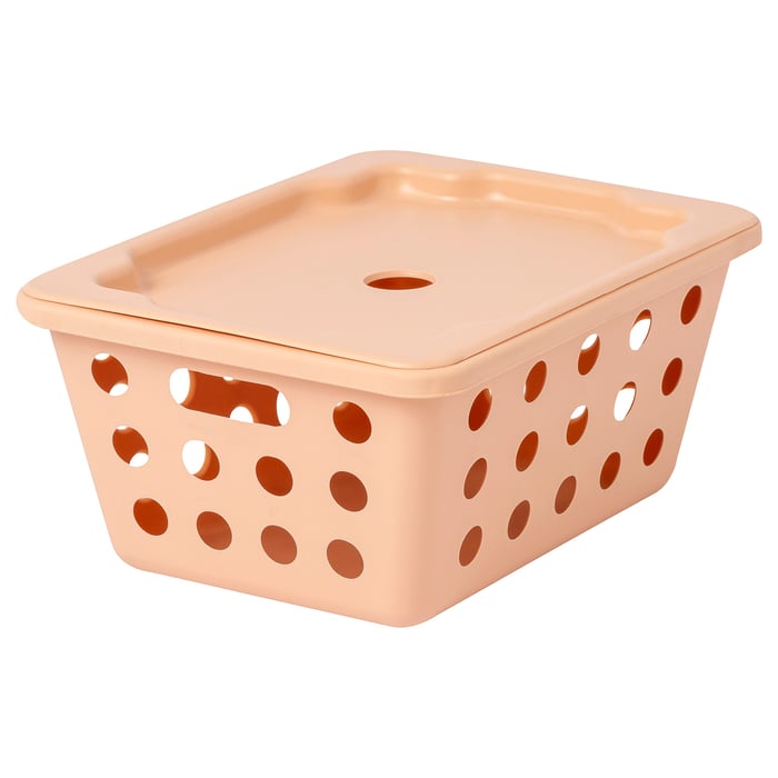 RUNDBAL storage box with lid, pale pink - IKEA