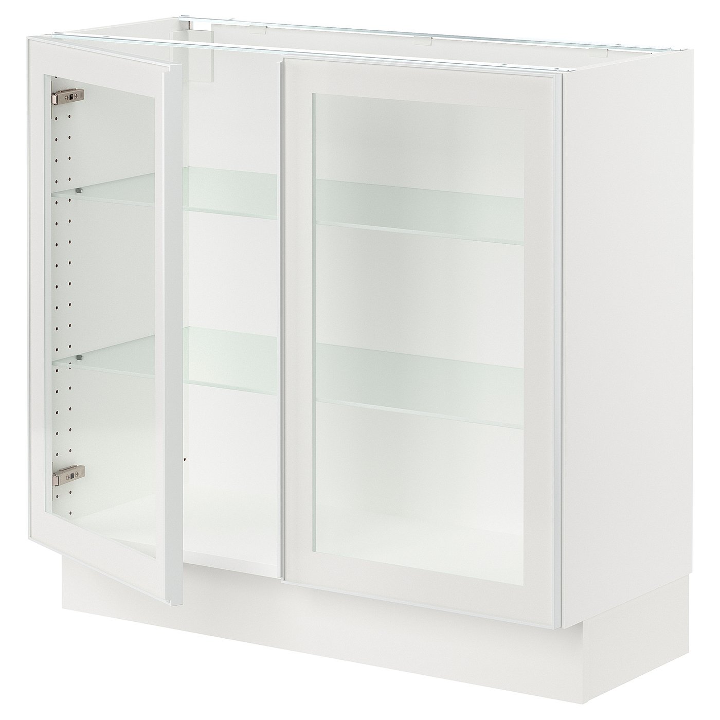 SEKTION base cabinet with 2 glass doors, white/Hejsta white clear glass ...