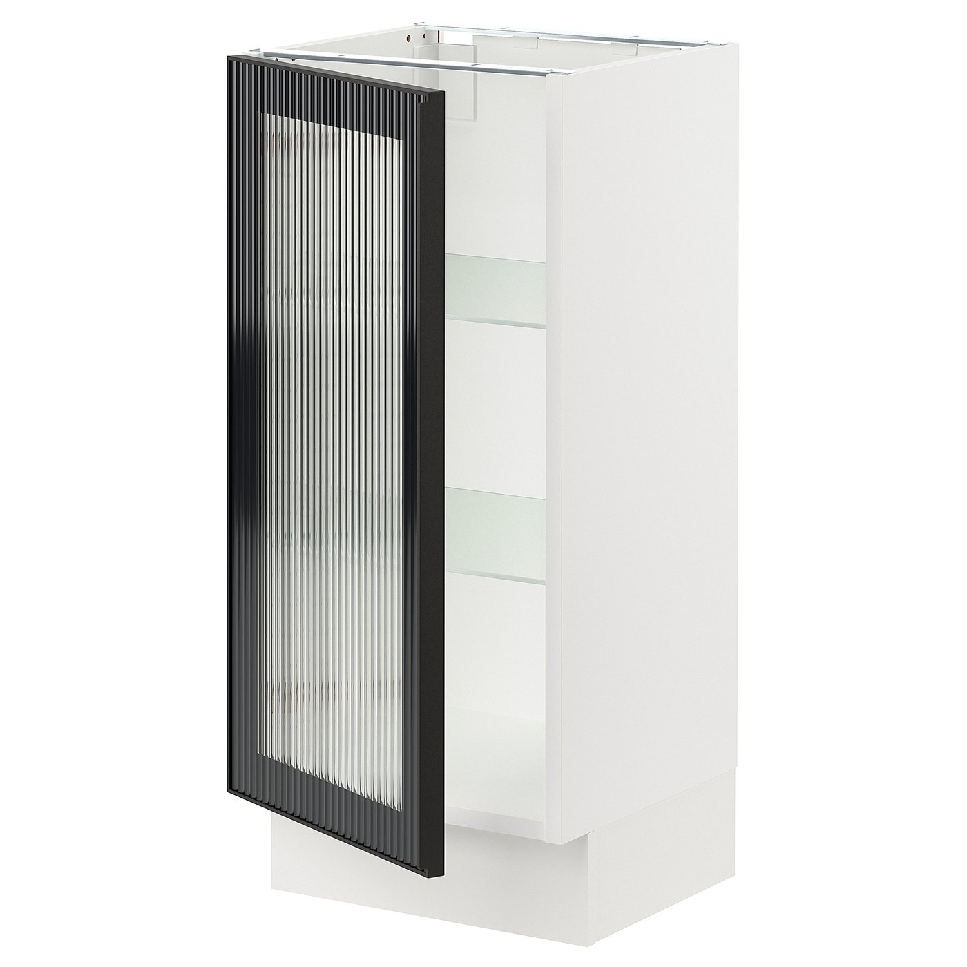 SEKTION base cabinet with glass door, white/Hejsta anthracite reeded ...