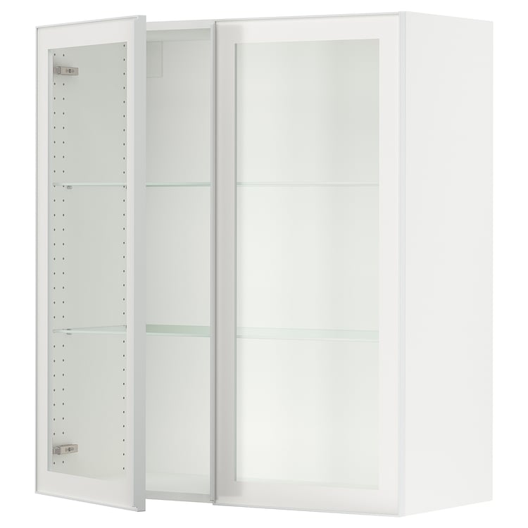 SEKTION wall cabinet with 2 glass doors, white/Hejsta white clear glass ...
