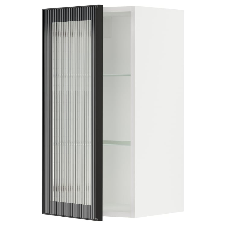SEKTION wall cabinet with glass door, white/Hejsta anthracite reeded ...