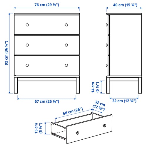 TARVA chest of 3 drawers, pine, 76x92 cm - IKEA