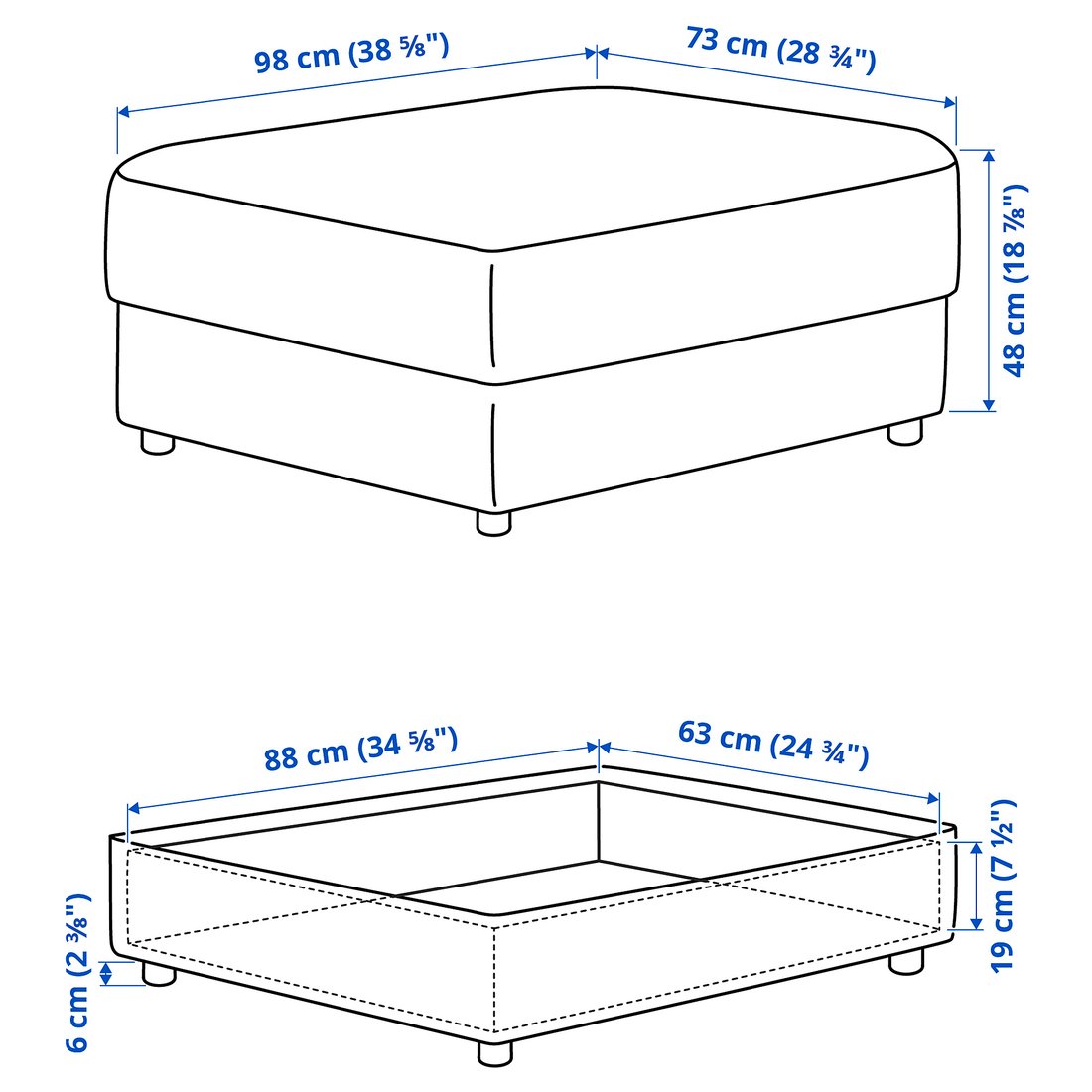 VIMLE footstool with storage, Gunnared medium grey - IKEA