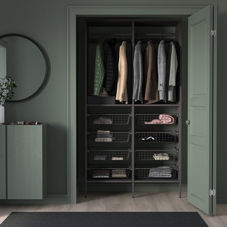 Aurdal Combinación De Clóset Gris Oscuro 125x40x221 Cm Ikea Mexico