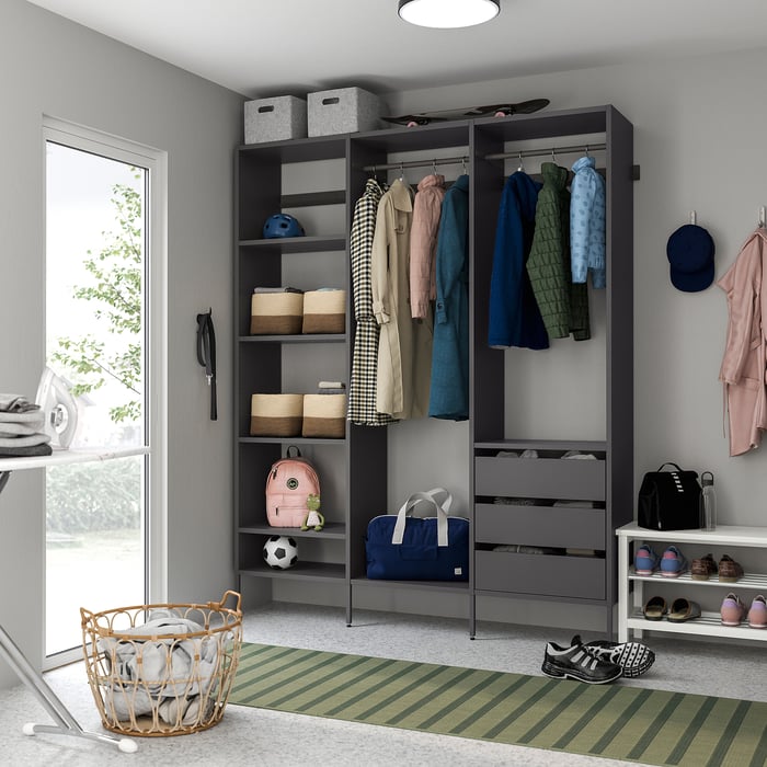 AURDAL Combinación de clóset, gris oscuro, 190x40x221 cm - IKEA Mexico