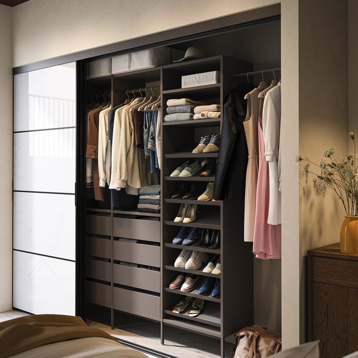 AURDAL Combinación de clóset, gris oscuro, 242-275x40x221 cm - IKEA Mexico