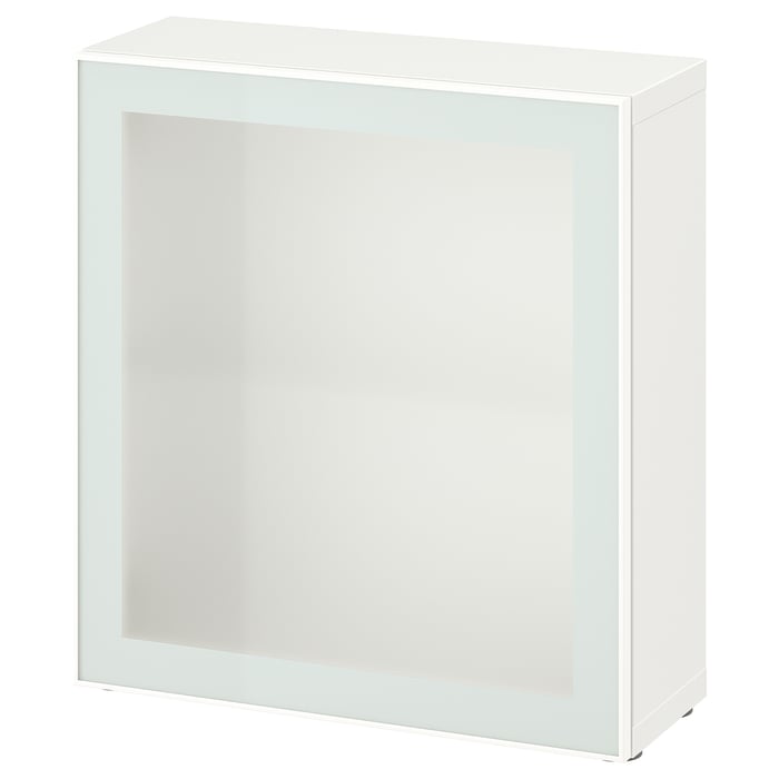 BESTÅ Estante con puerta de vidrio, blanco Glassvik/blanco/verde claro ...