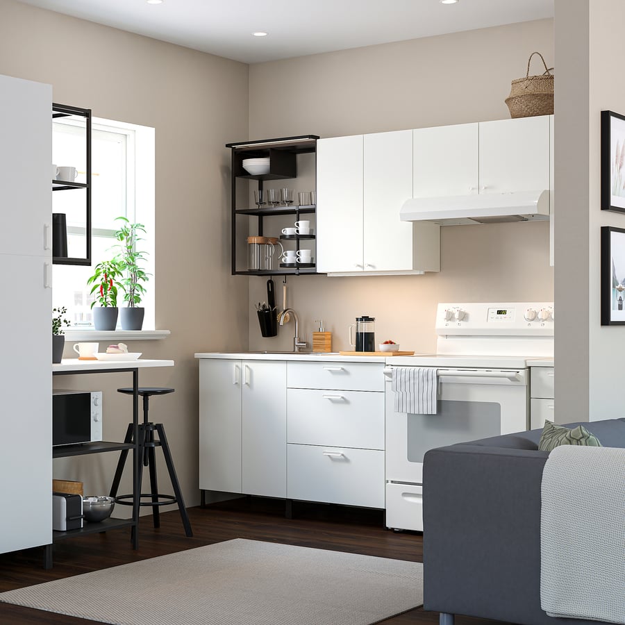 ENHET Combinación de almacenamiento, carbón/blanco, 132x65x215 cm ...