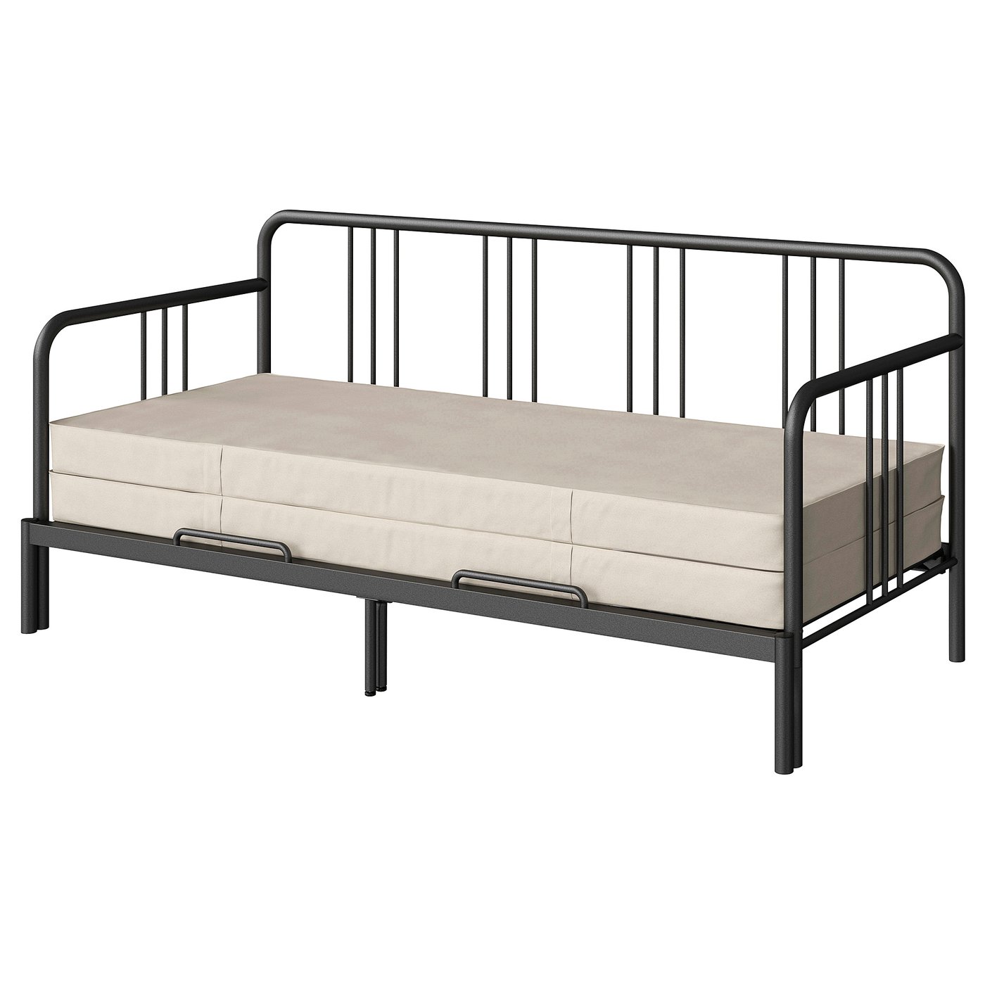 FYRESDAL Diván-cama con 2 colchones, negro/Vannareid firme, Individual ...