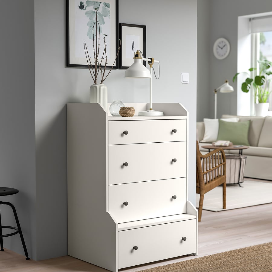 HAUGA Cómoda de 4 cajones, blanco, 70x104 cm - IKEA Mexico