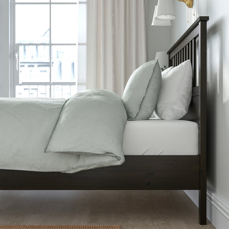 HEMNES Base de cama, negro-café/Luröy, King - IKEA Mexico