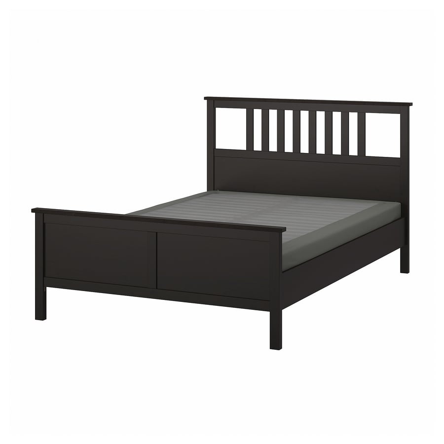 HEMNES Base de cama, negro-café/Lyngör gris oscuro, King - IKEA Mexico