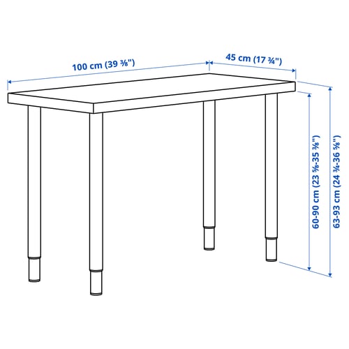 LINNMON / OLOV Escritorio, negro-café/blanco, 100x45 cm - IKEA Mexico