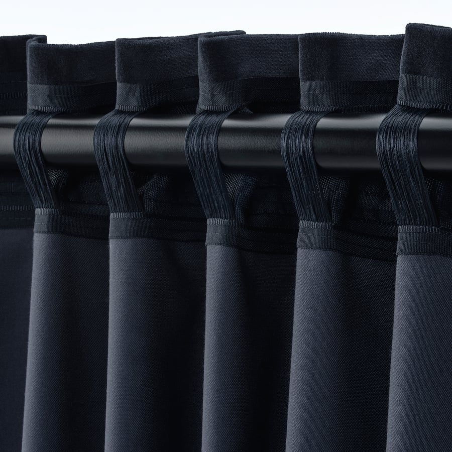 SANELA Cortinas, 1 par, azul oscuro/con cinta de fruncir, 140x250 cm ...
