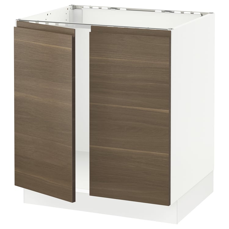 SEKTION Gabinete bajo p/ tarja 2 puertas, blanco/Voxtorp efecto nogal ...