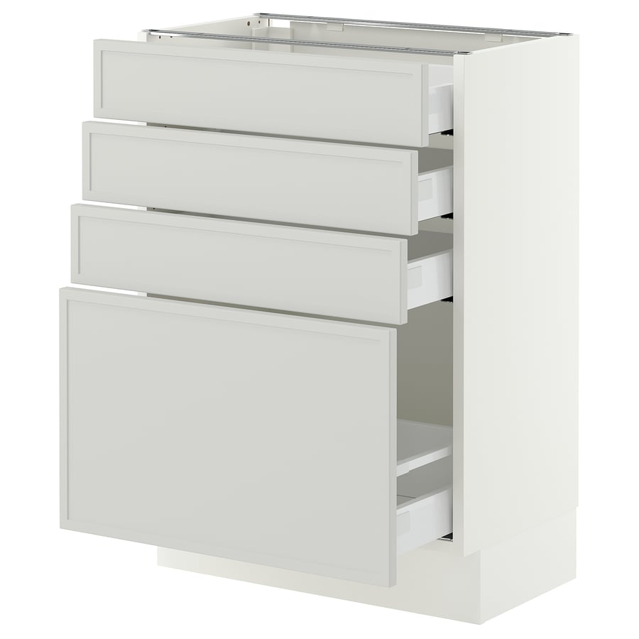 SEKTION / MAXIMERA Gabinete bajo 4 cajones, blanco/Aspudden gris claro ...