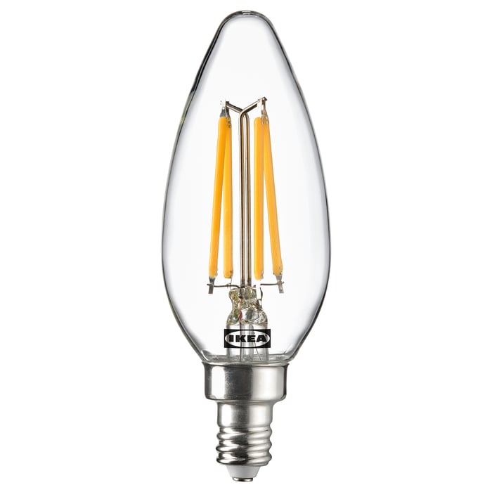 SOLHETTA Bombilla LED E12 250 lumen, vela acanalada/transparente - IKEA ...