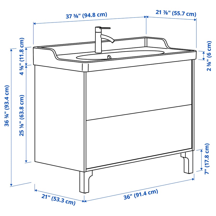 TÄNNFORSEN / RUTSJÖN Mueble de lavabo con cajones/lavabo - IKEA Mexico