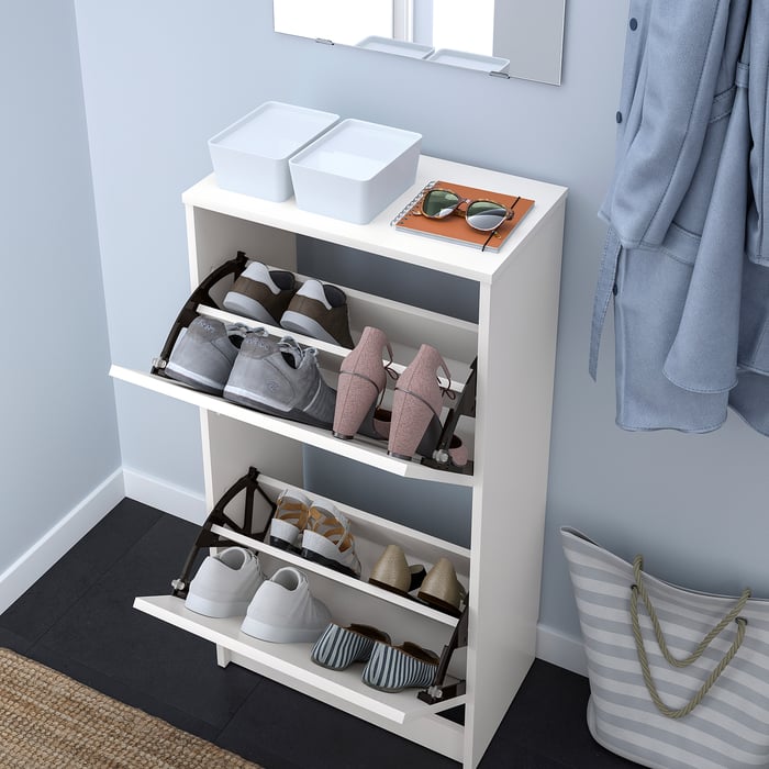 BISSA shoe cabinet with 2 compartments, white, 49x28x93 cm - IKEA Malaysia
