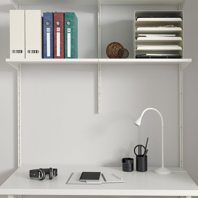 BOAXEL / LAGKAPTEN shelving unit with table top, white, 125x62x201 cm ...
