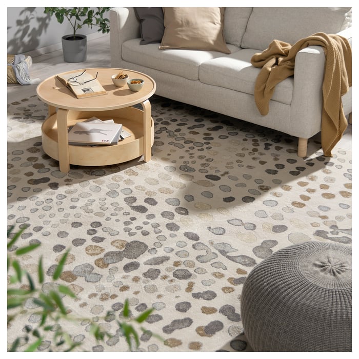 DUBBELFIL rug, low pile, dot pattern/beige, 160x230 cm - IKEA Malaysia