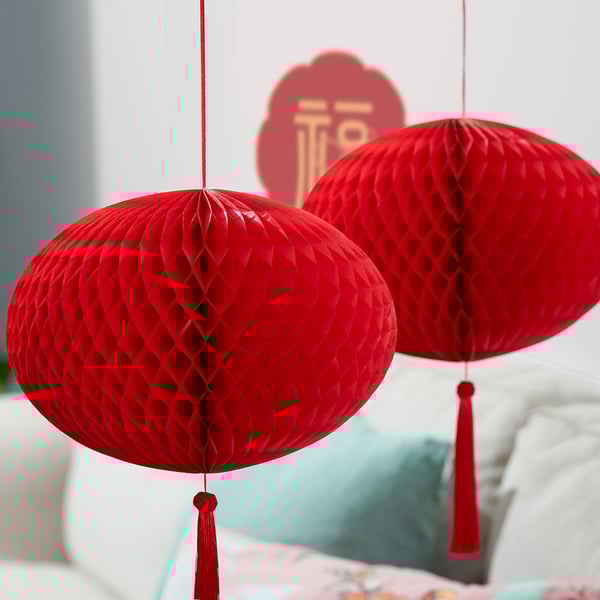 FÖSSTA decoration, rounded/red, 30 cm - IKEA Malaysia