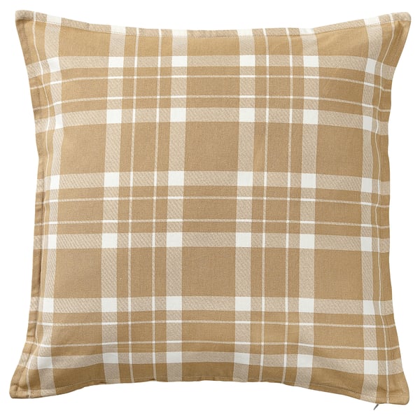 GEMSROT cushion cover, dark beige/check, 50x50 cm - IKEA Malaysia