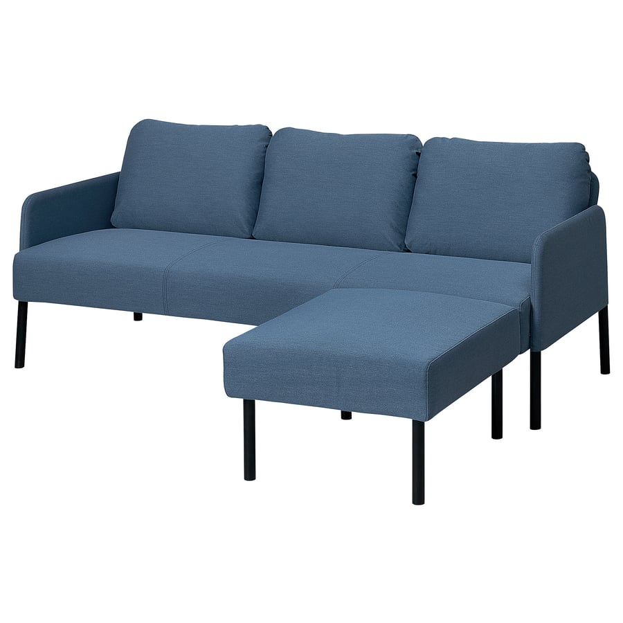 GLOSTAD 3-seat sofa with chaise longue, Knisa medium blue - IKEA Malaysia