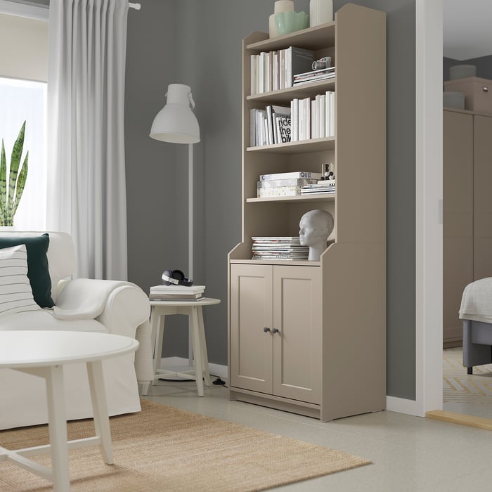 HAUGA high cabinet with 2 doors, beige, 70x199 cm - IKEA Malaysia